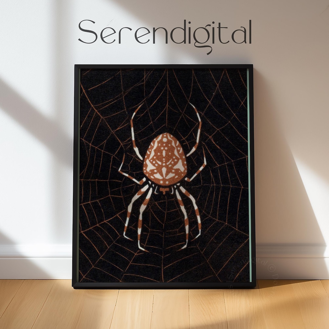 Spider Wall Art, Dutch Woodcut Print, Vintage Nature Decor, Gothic Art ...
