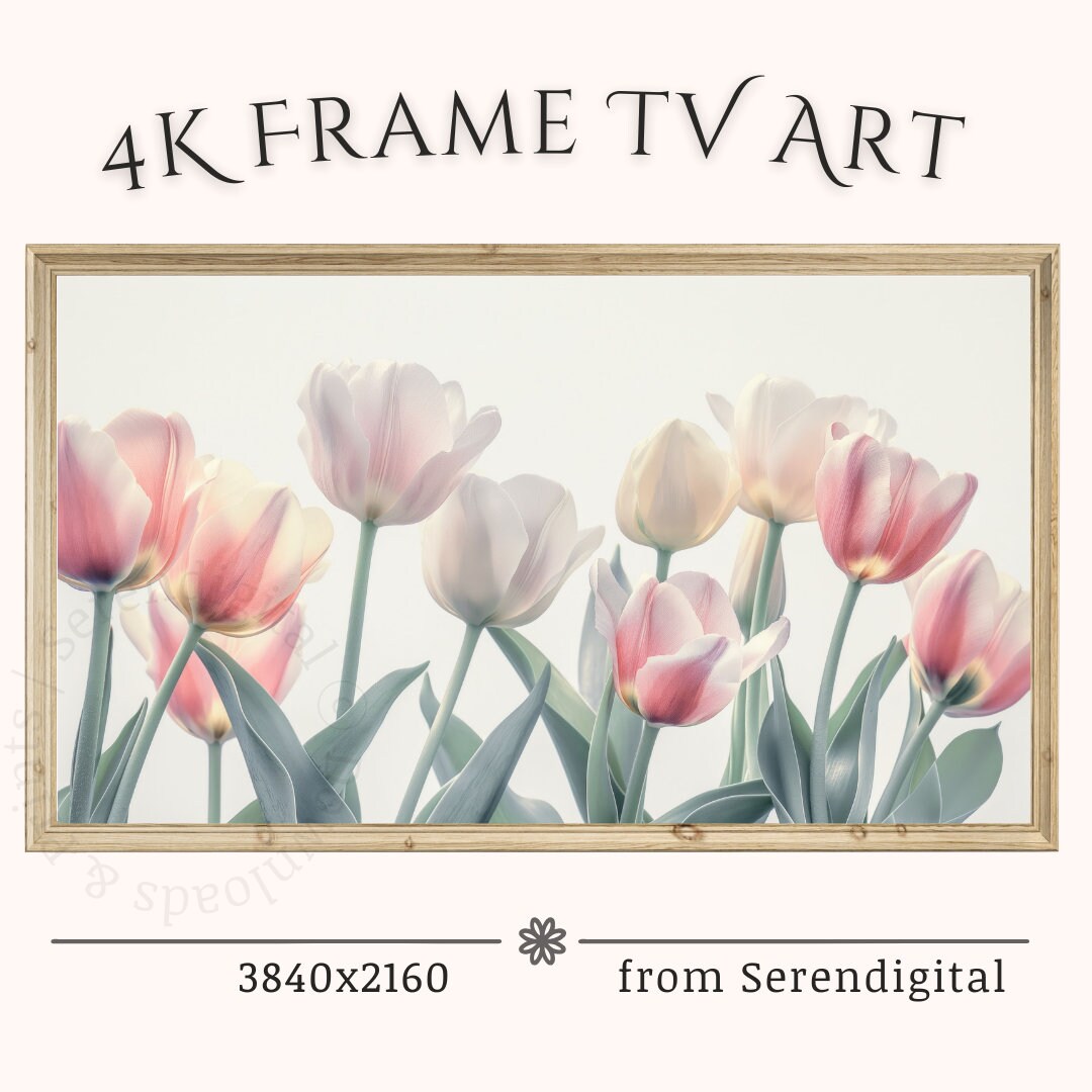 Wildflower Frame TV Art of Pastel Tulips | Spring Nursery Decor ...