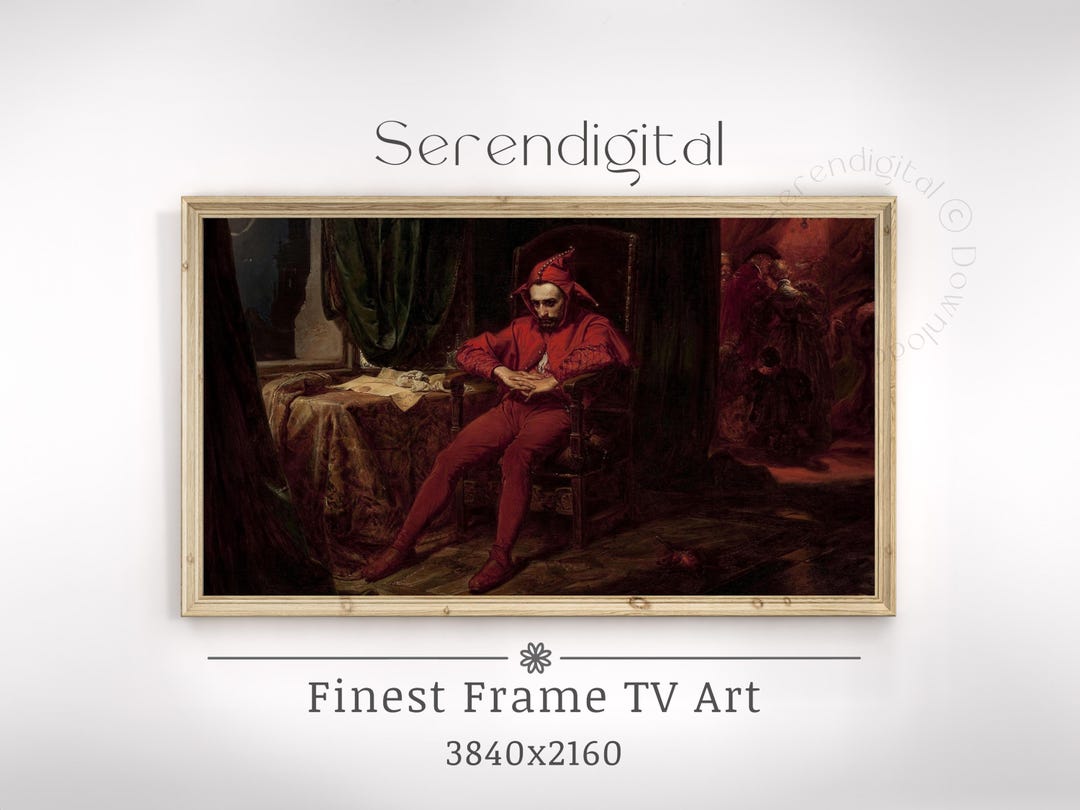 The Sad Jester by Jan Matejko Frame TV Art, Antique Gothic Moody Dark ...