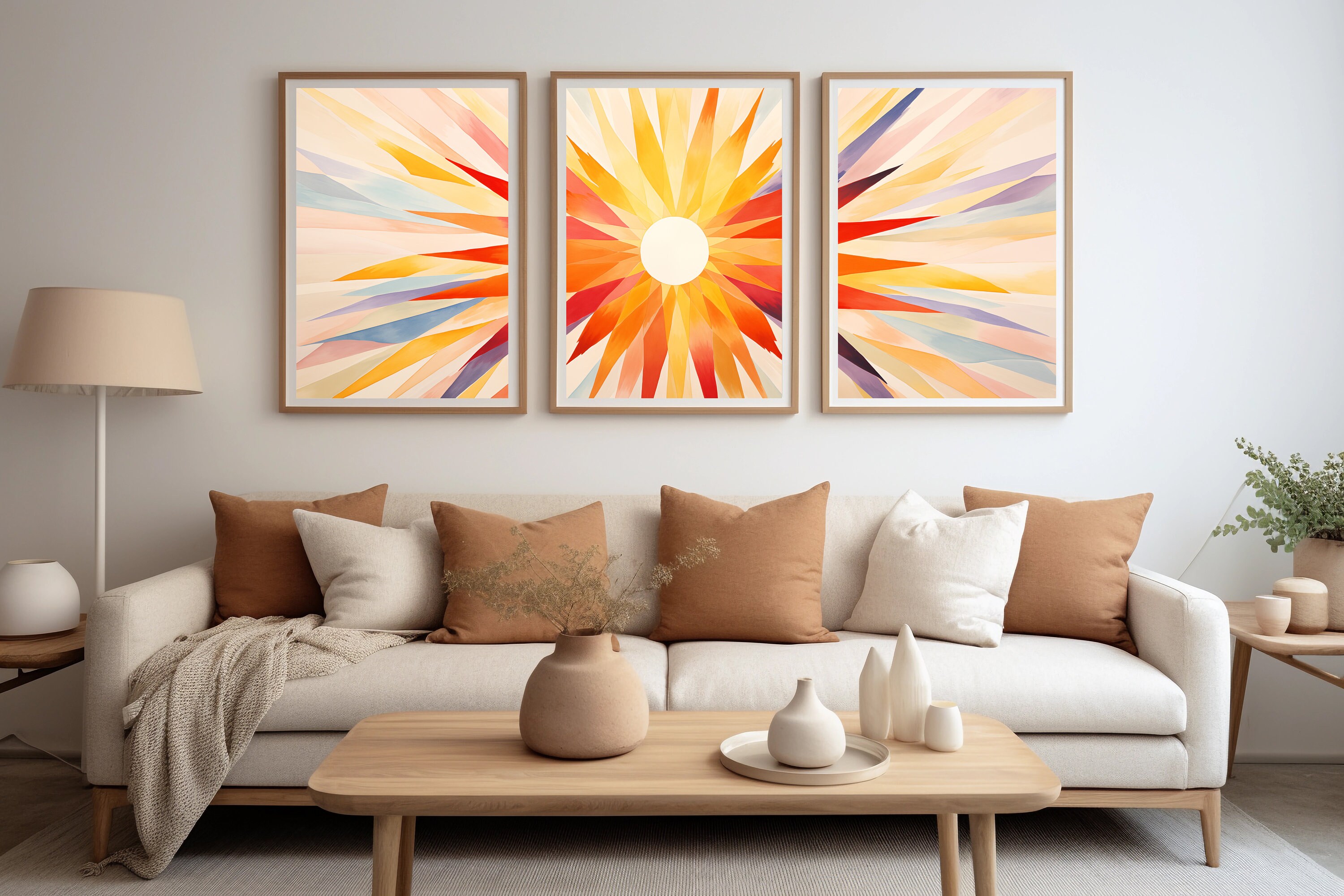 PRINTABLE Watercolor Sun Decor, Set of 3 Abstract Sun Print, Boho ...