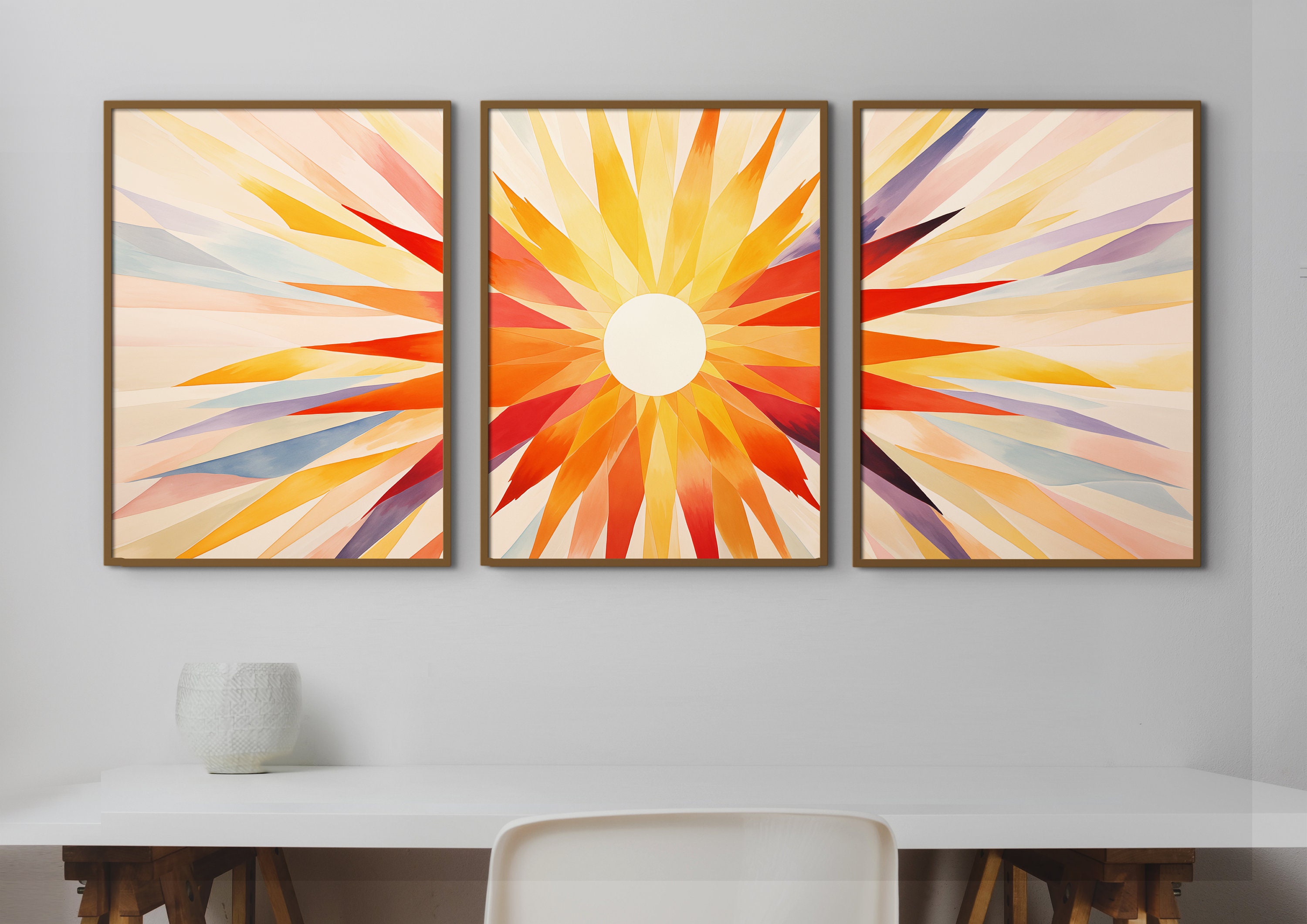 PRINTABLE Watercolor Sun Decor, Set of 3 Abstract Sun Print, Boho ...