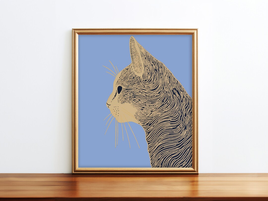 Poster Decor: Minimalist Tabby Cat Wall | Cat Lover Housewarming Gift ...