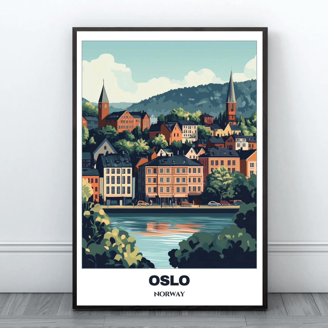 Oslo Travel Printable Poster - Norway Travel Poster - Citycape Painting ...