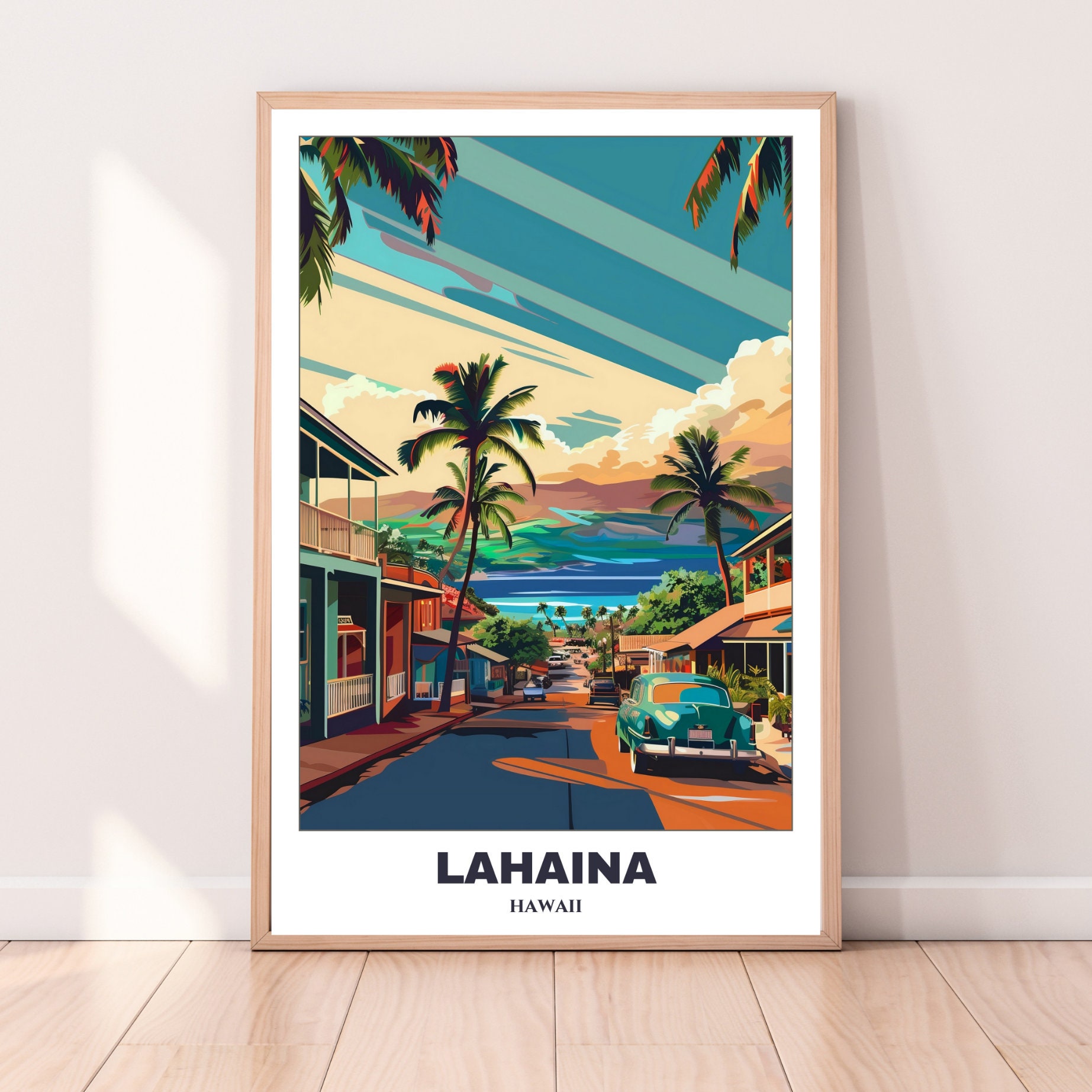 Lahaina Printable Travel Poster - Hawaii Travel Poster -citycape ...