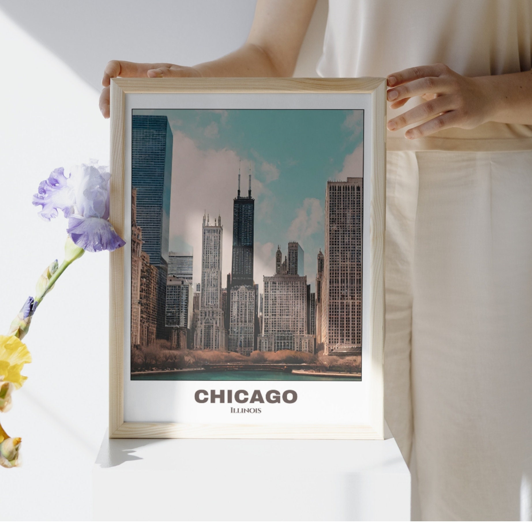 CHICAGO City Printable Poster Illinois Travel Poster Cityscape Painting ...