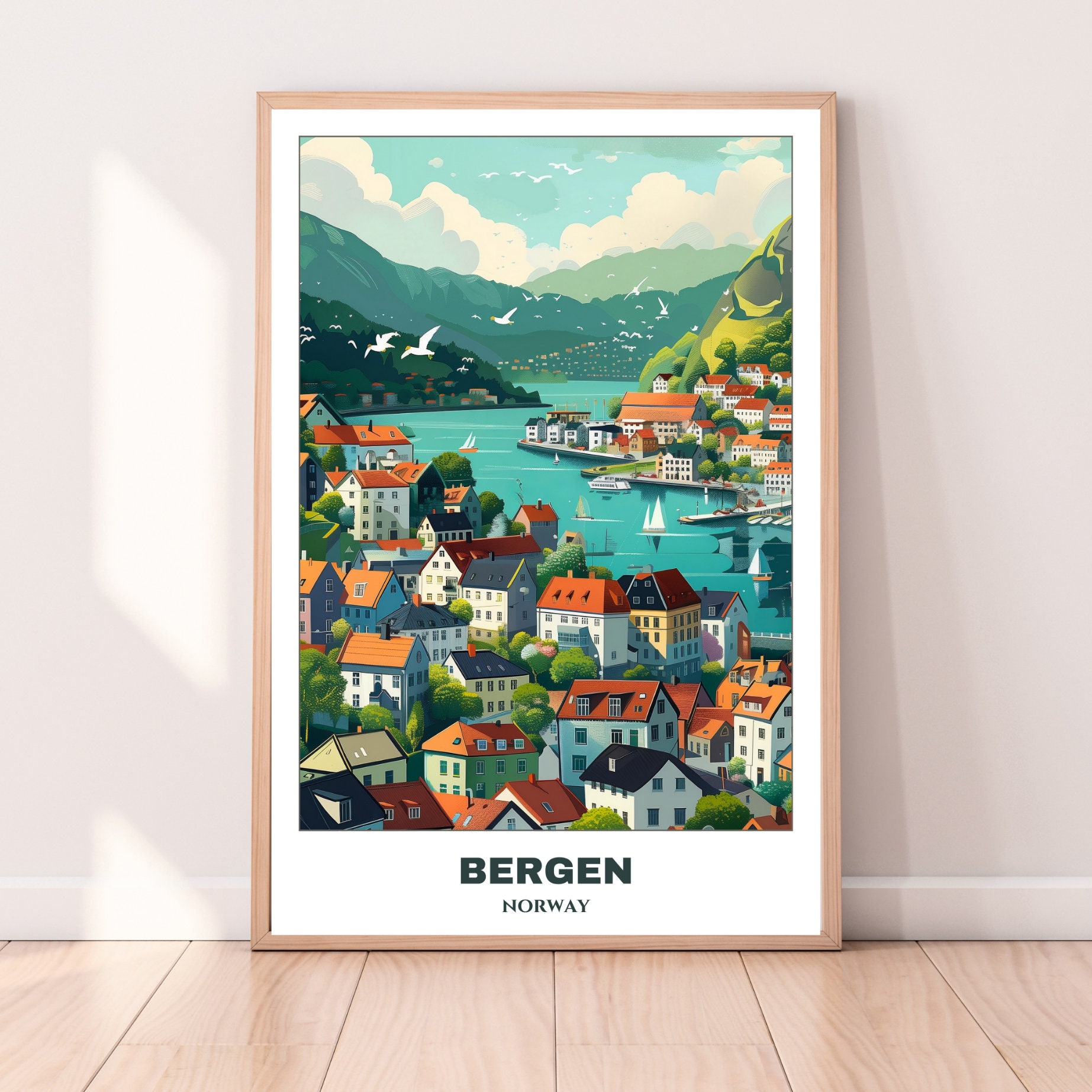 Bergen Printable Travel Poster - Norway Travel Poster - Insta Download ...