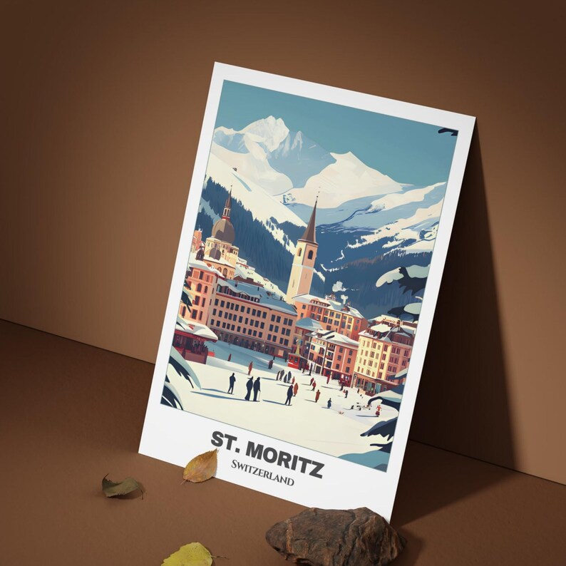 Sankt Moritz Travel Printable Poster switzerland Travel Poster-citycape ...