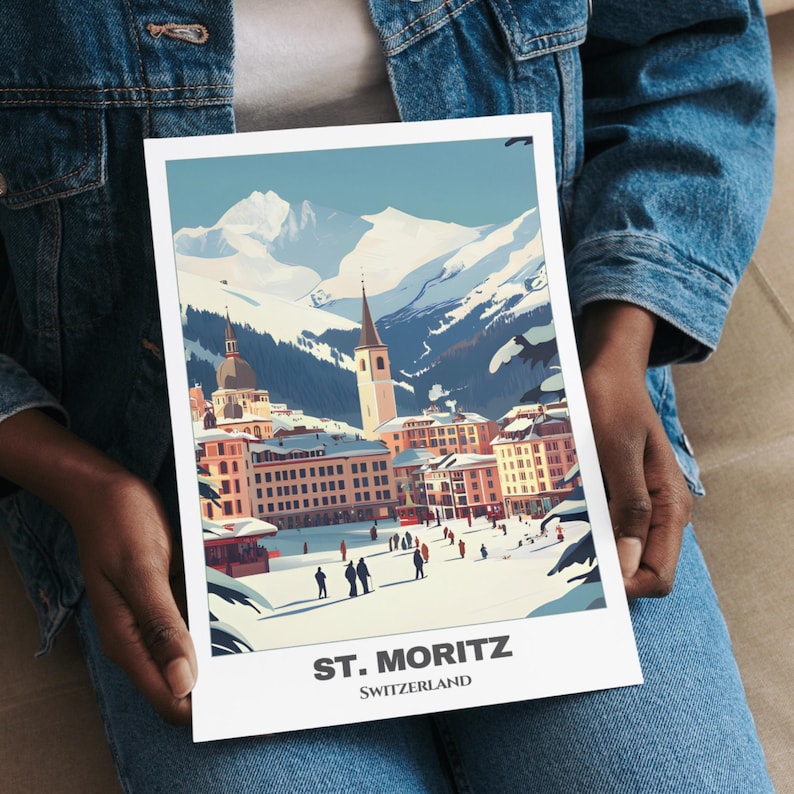 Sankt Moritz Travel Printable Poster switzerland Travel Poster-citycape ...