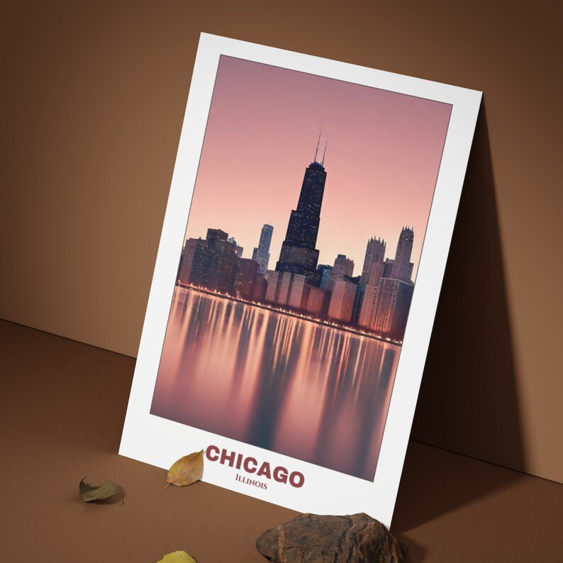CHICAGO City Printable Poster Illinois Travel Poster Cityscape Painting ...