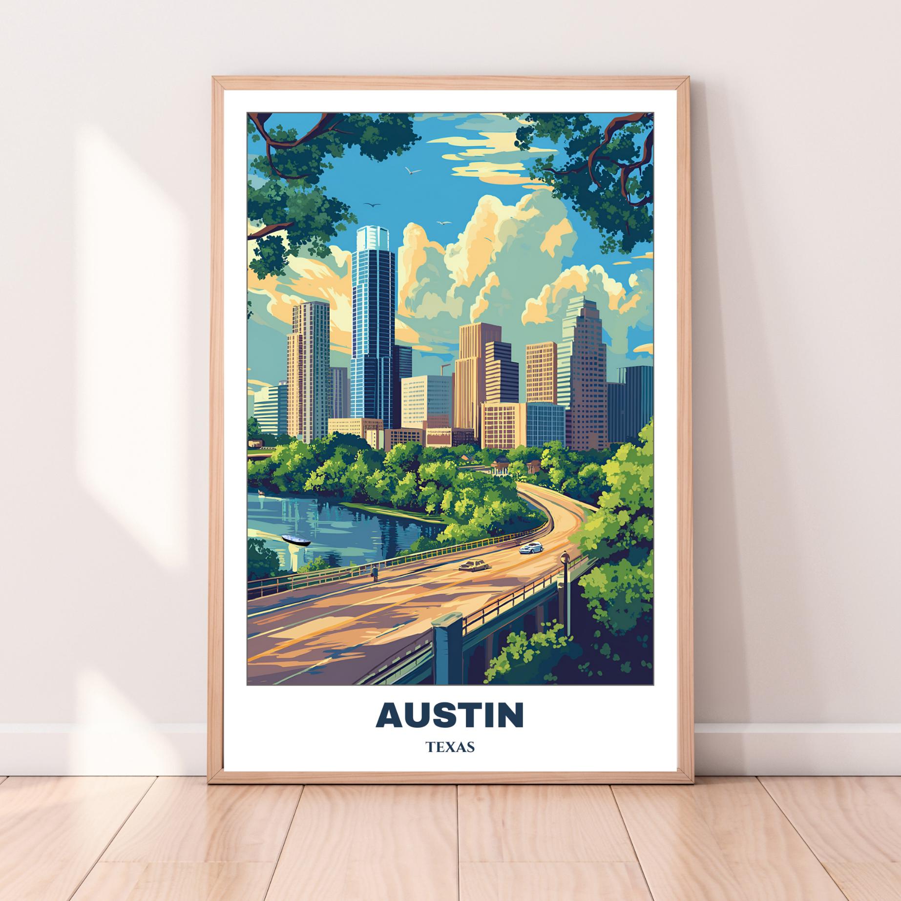 Austin Printable Travel Poster - Texas Travel Poster -digital Print ...