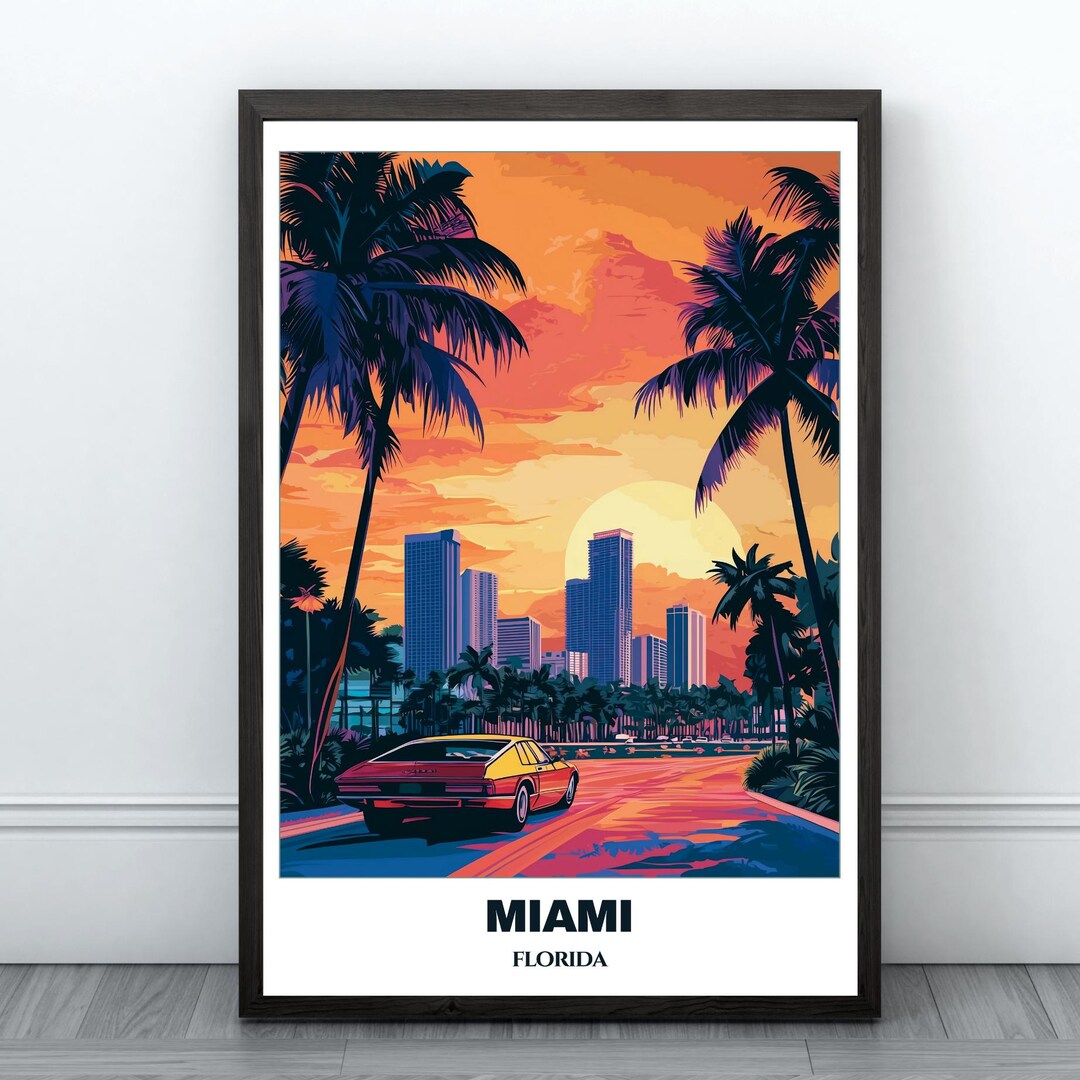 Miami Printable Travel Poster - Florida Travel Poster -digital Print ...