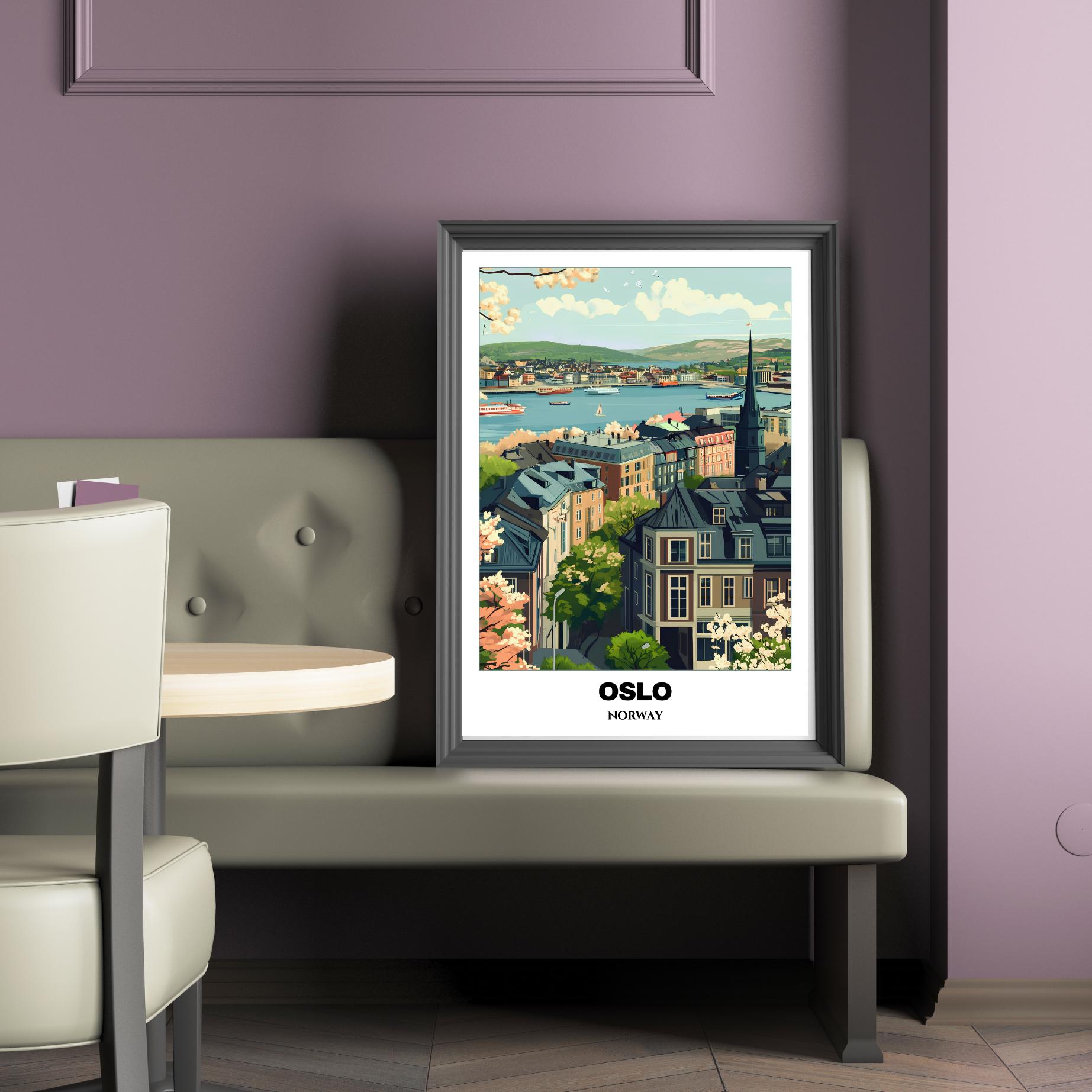 Oslo Travel Printable Poster - Norway Travel Poster - Citycape Painting ...