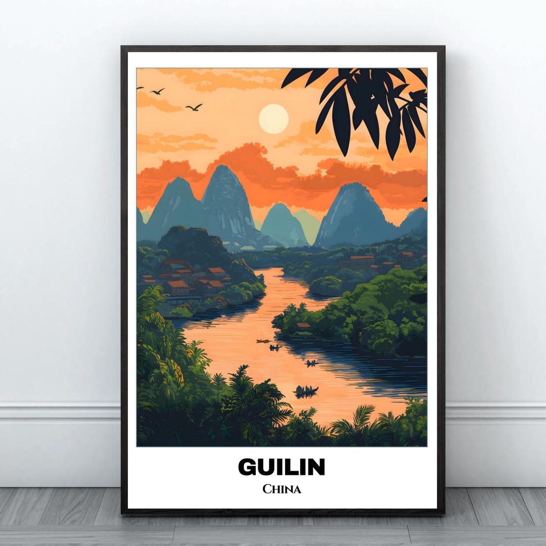 Guilin Travel Printable Poster - China Travel Poster- Citycape Painting ...