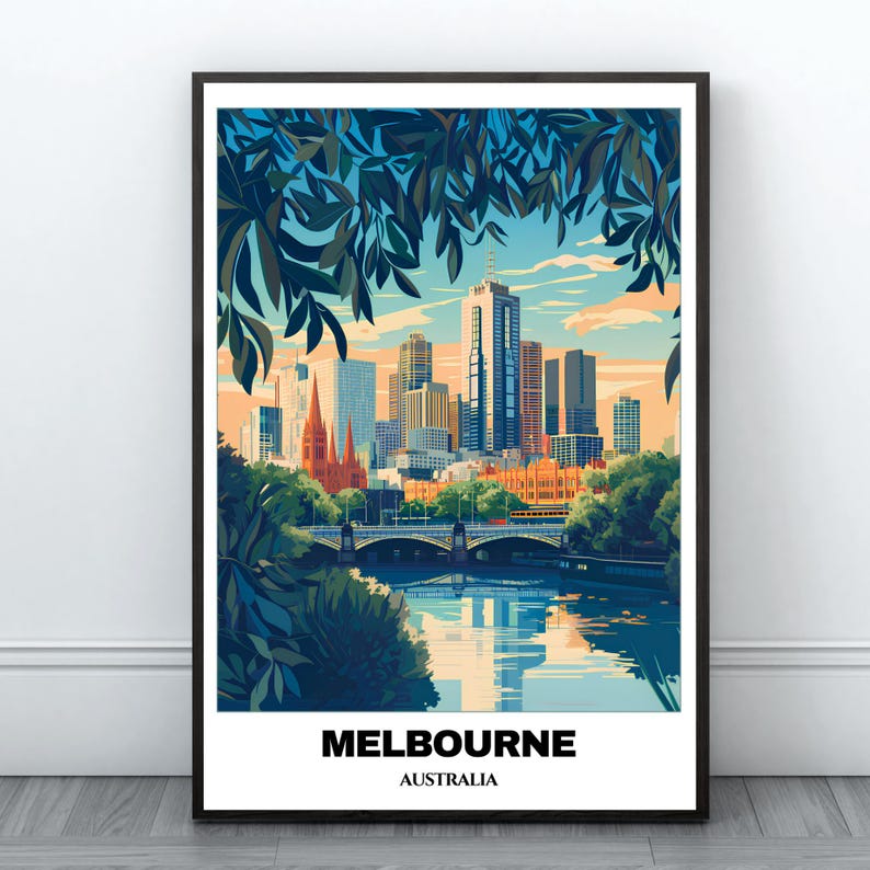 Melbourne Travel Printable Poster - Australia Travel Poster - Cityscape ...