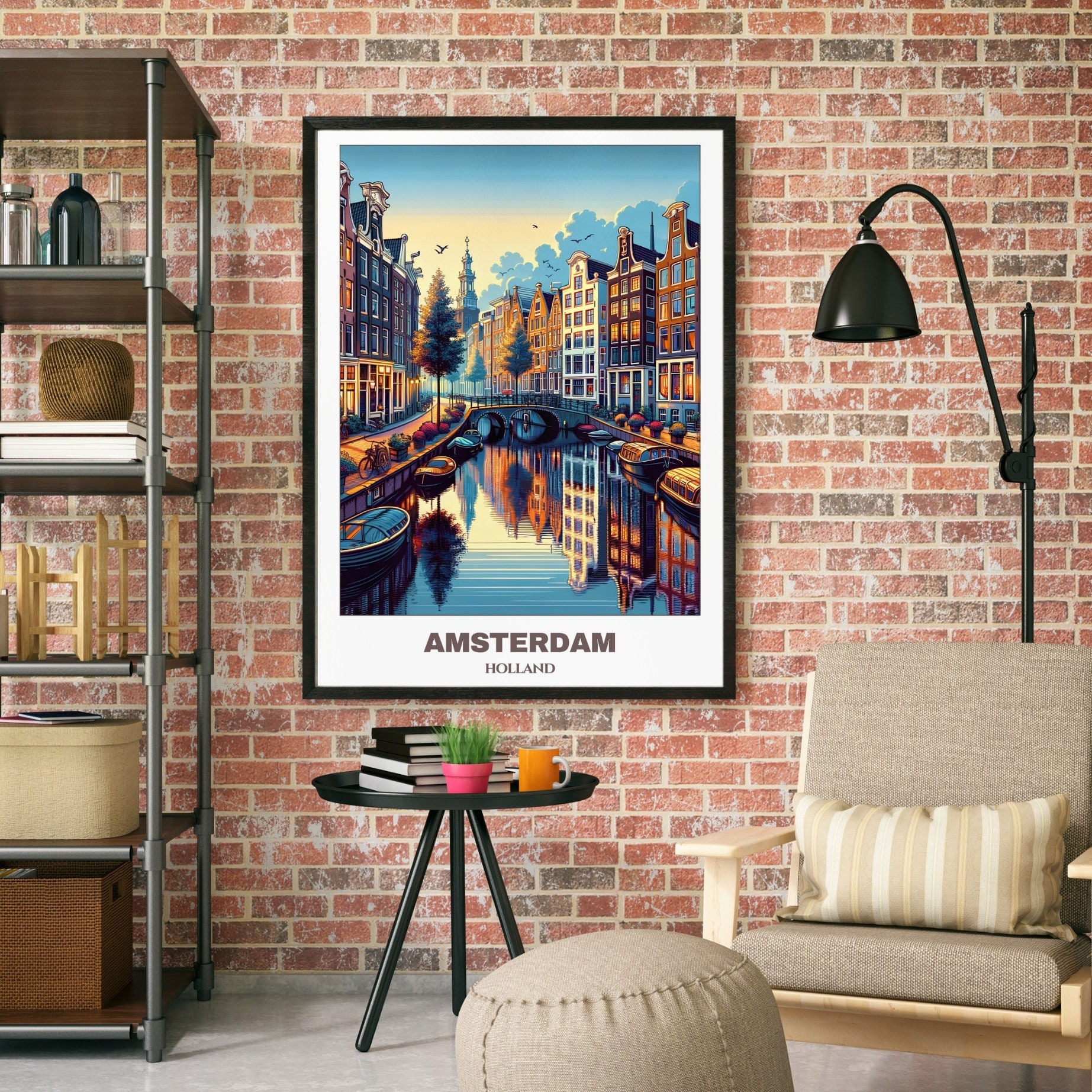 Amsterdam Travel Printable Poster holland Travel Poster cityscape ...