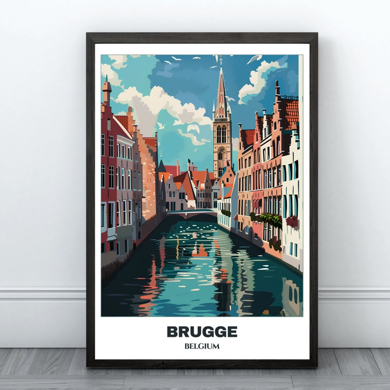 Brugge Printable Travel Poster Belgium Travel Poster Citycape Painting ...