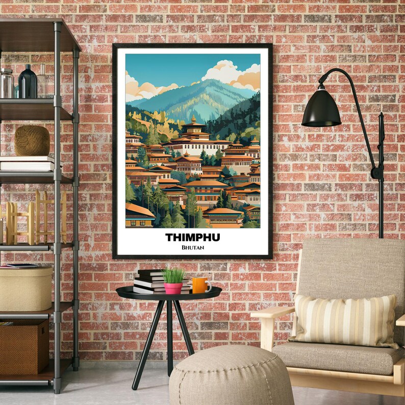 Thimphu Travel Printable Poster - Bhutan Travel Poster - Cityscape ...