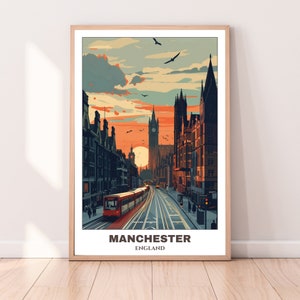 MANCHESTER Printable Travel Poster - England Travel Print -cityscape ...