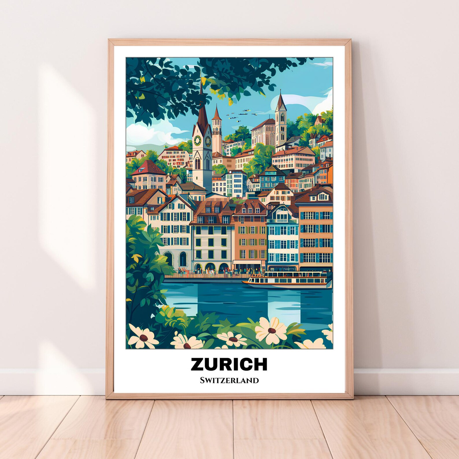Zurich Travel Printable Poster - Switzerland Travel Poster -citycape ...