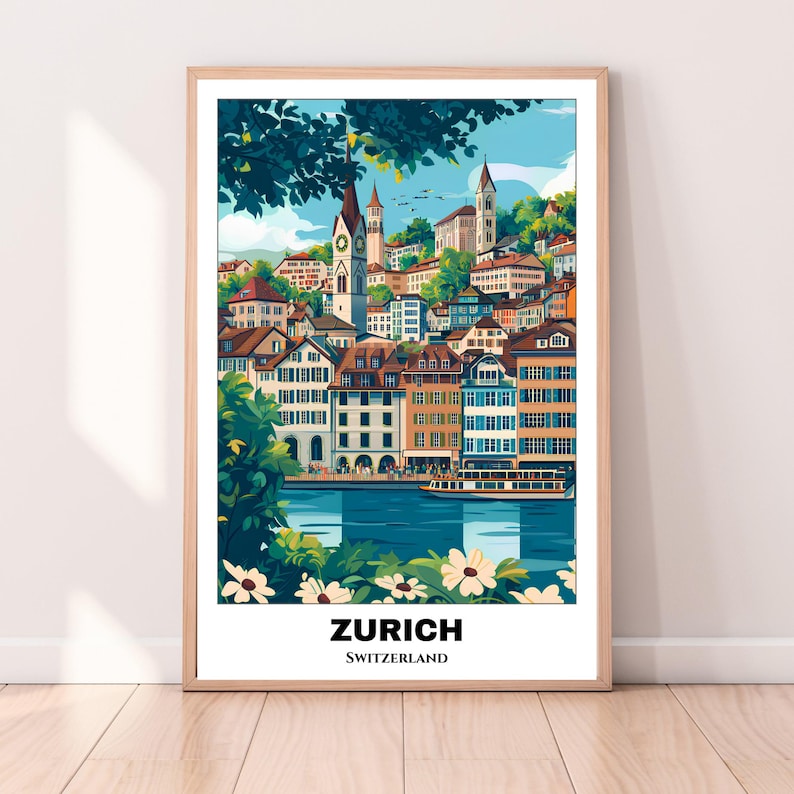 Zurich Travel Printable Poster - Switzerland Travel Poster -citycape ...