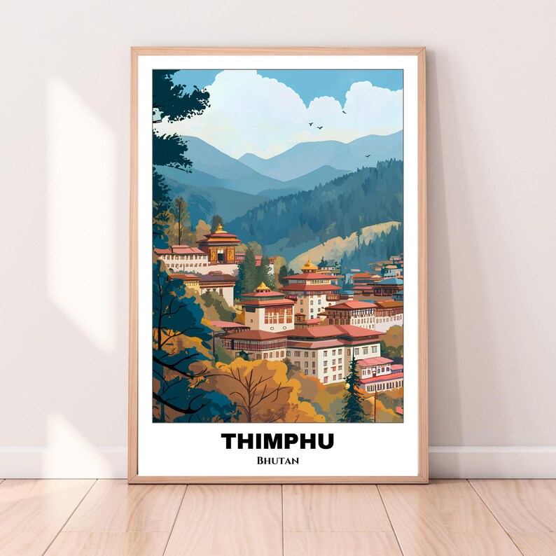 Thimphu Travel Print Bhutan Art - Thimphu Bhutan Gifts Poster - Home ...