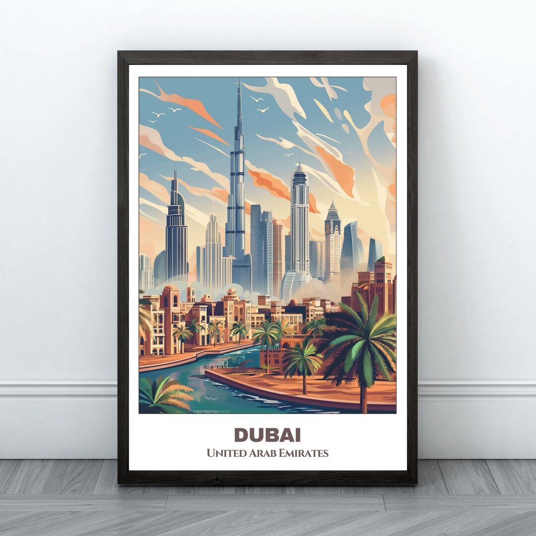 Dubai Travel Printable Poster -united Arab Emirates Travel Poster ...