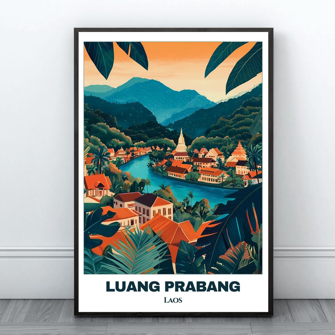 Luang Prabang Travel Printable Poster - Loas Travel Poster - Citycape ...
