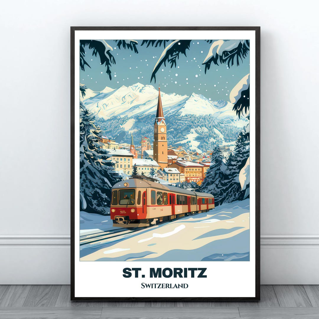 Sankt Moritz Travel Printable Poster -switzerland Travel Poster ...