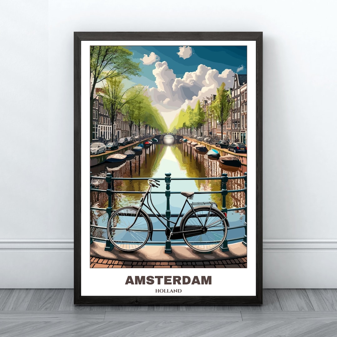 Amsterdam City Print - Netherlands Travel Poster -cityscape Painting ...