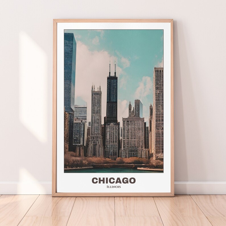 CHICAGO City Printable Poster Illinois Travel Poster Cityscape Painting ...