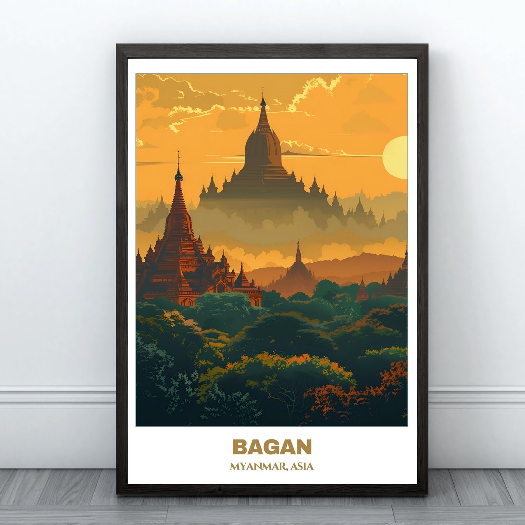 Bagan Travel Printable Poster -myanmar Travel Poster -asia Painting ...