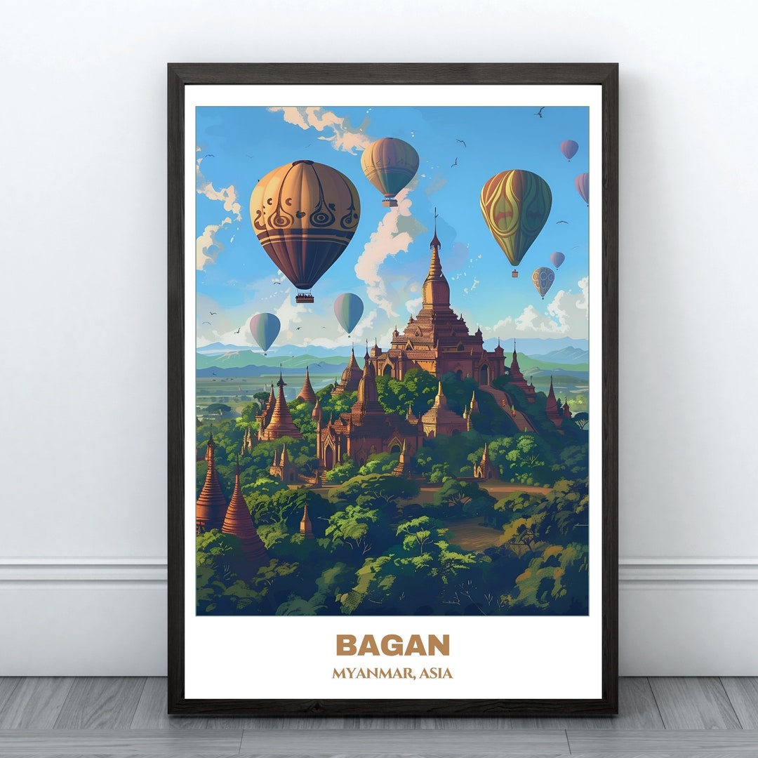 Bagan Travel Printable Poster -myanmar Travel Poster -asia Painting ...