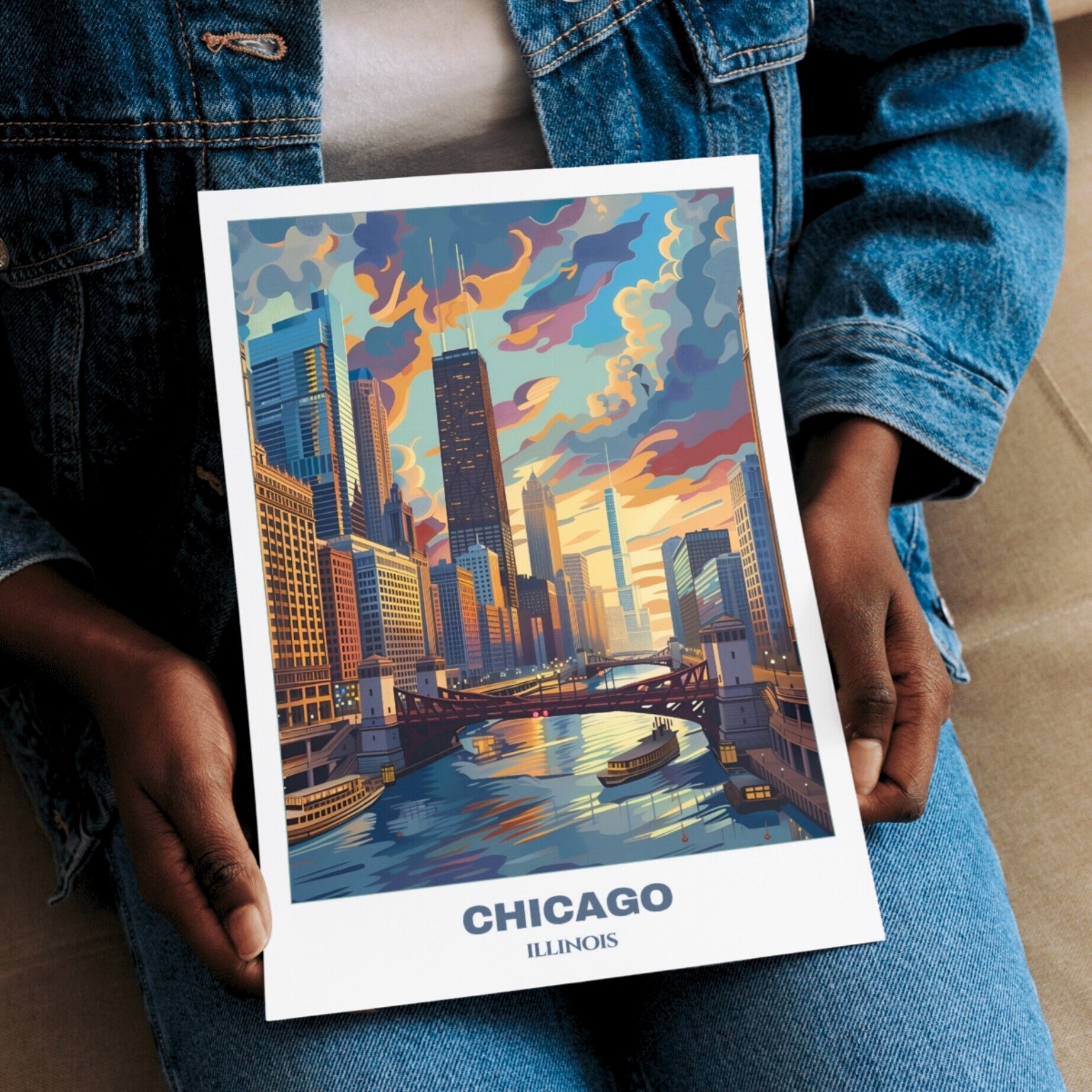 CHICAGO City Printable Poster Illinois Travel Poster Cityscape Painting ...