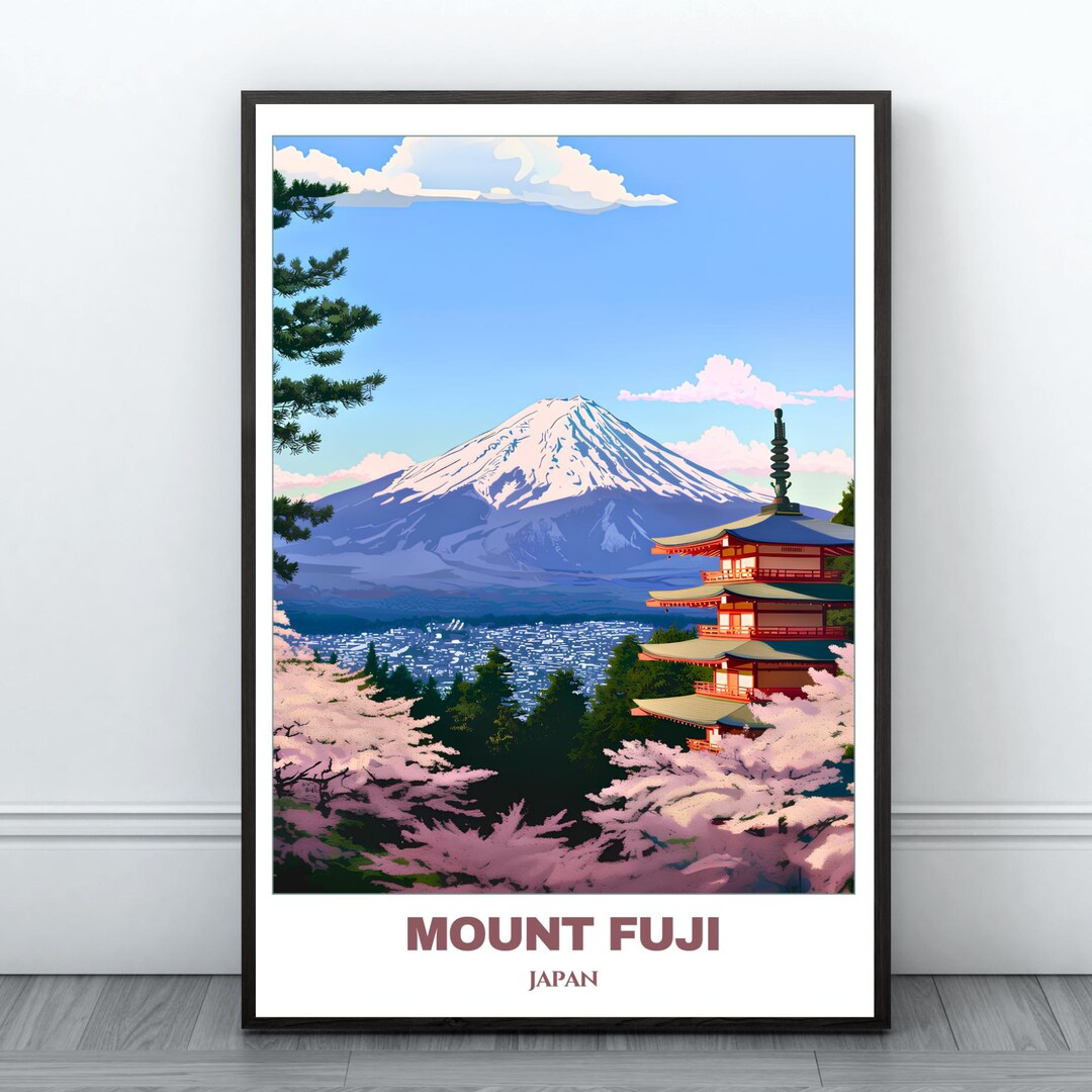 Mount Fuji Travel Printable Poster - Japan Travel Poster - Mount Fuji Painting - Digital Print ...