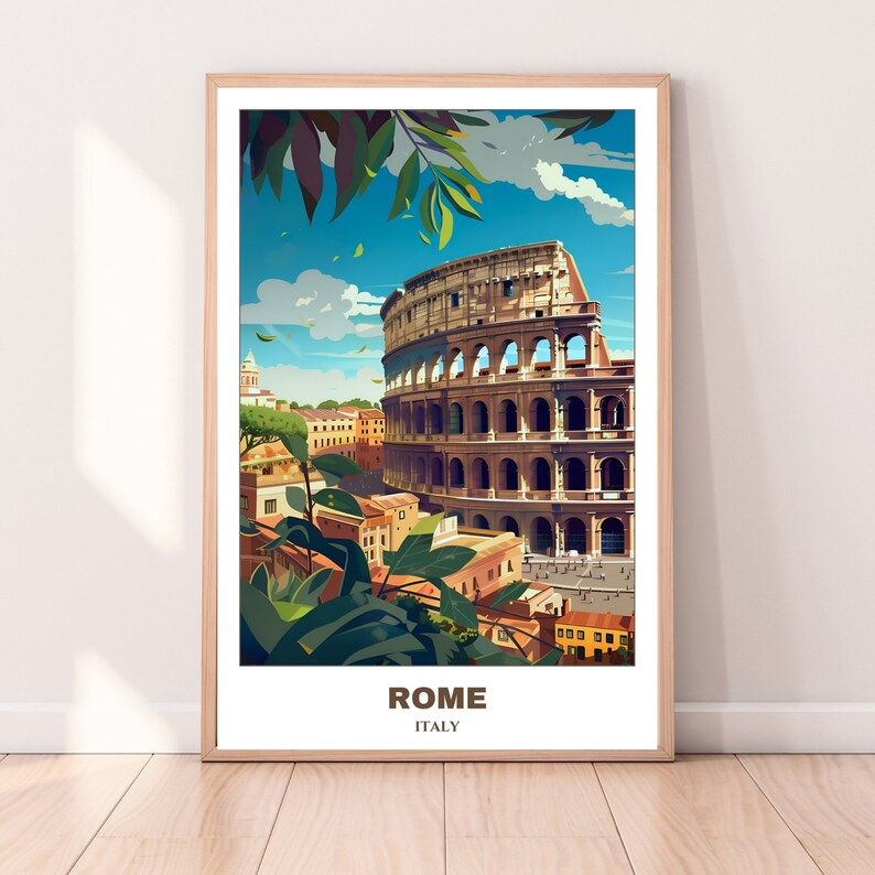 ROME Printable Travel Poster - Italy Travel Poster -cityscape Painting ...