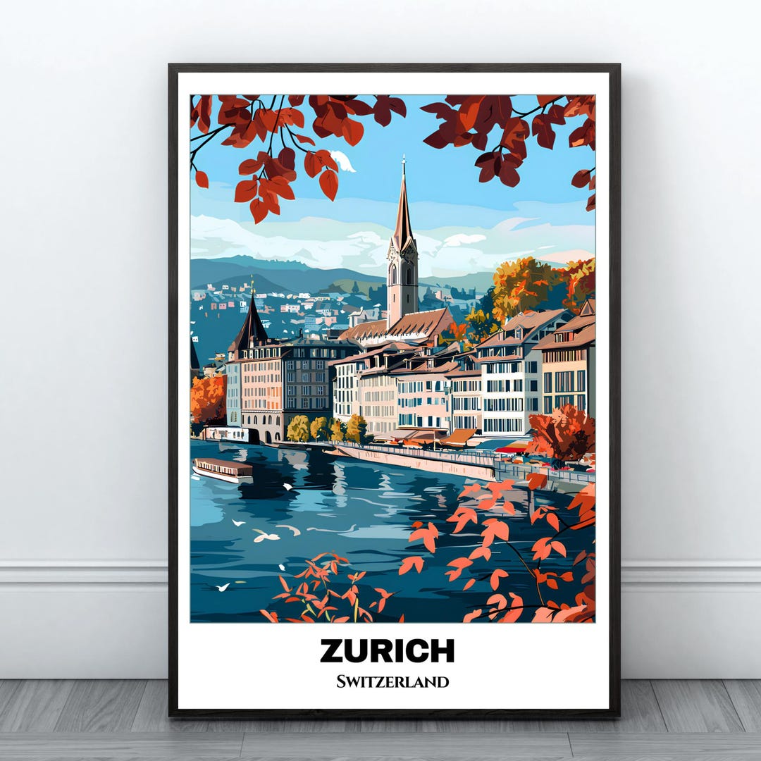 Zurich Travel Printable Poster - Switzerland Travel Poster -citycape ...