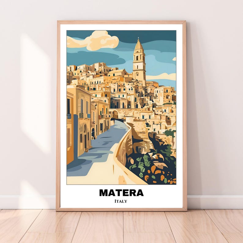 Matera Travel Printable Poster - Italy Travel Poster - Citycape ...