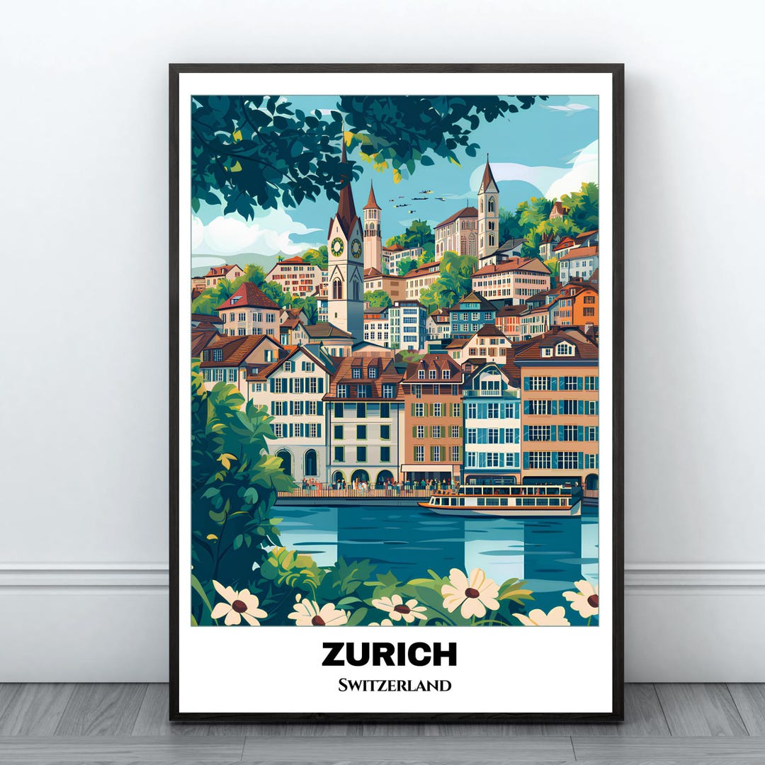 Zurich Travel Printable Poster - Switzerland Travel Poster -citycape ...