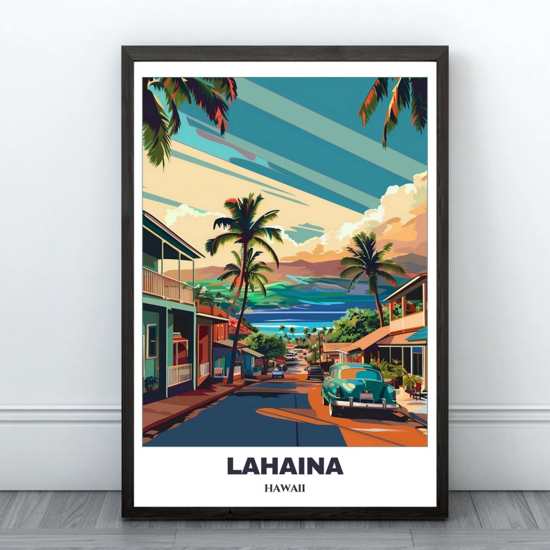 Lahaina Printable Travel Poster - Hawaii Travel Poster -citycape ...