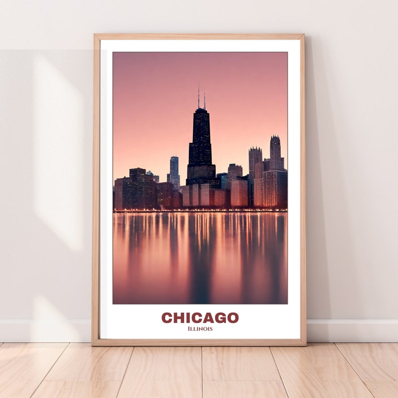 CHICAGO City Printable Poster Illinois Travel Poster Cityscape Painting ...