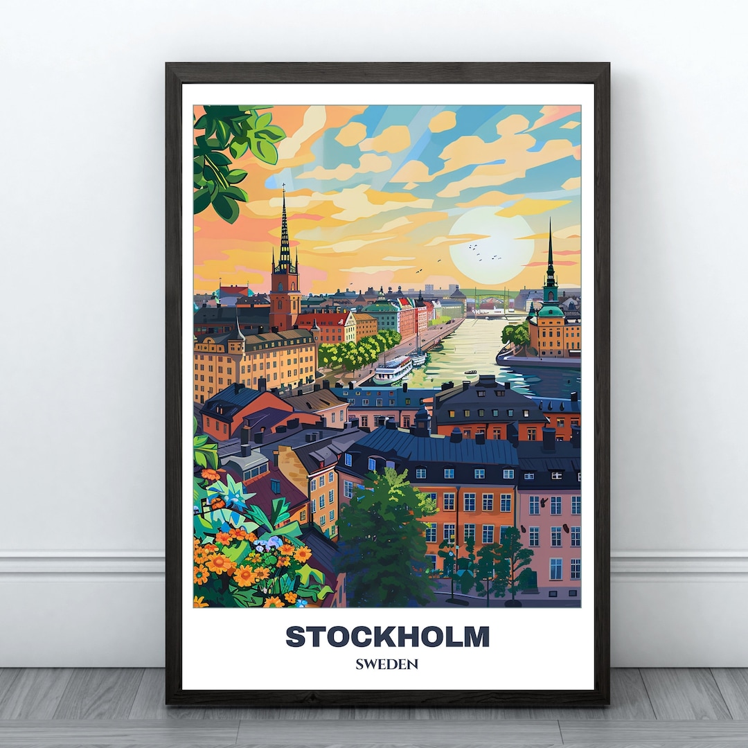 Stockholm Cityscape Art Print – Sweden Travel Poster (digital Print) - Etsy