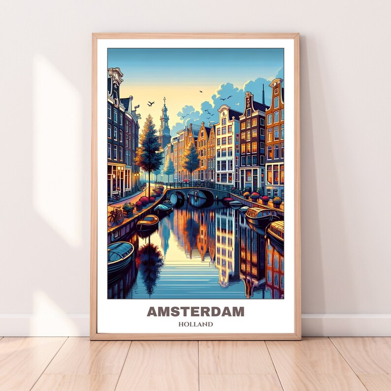 Amsterdam Travel Printable Poster -holland Travel Poster -cityscape ...