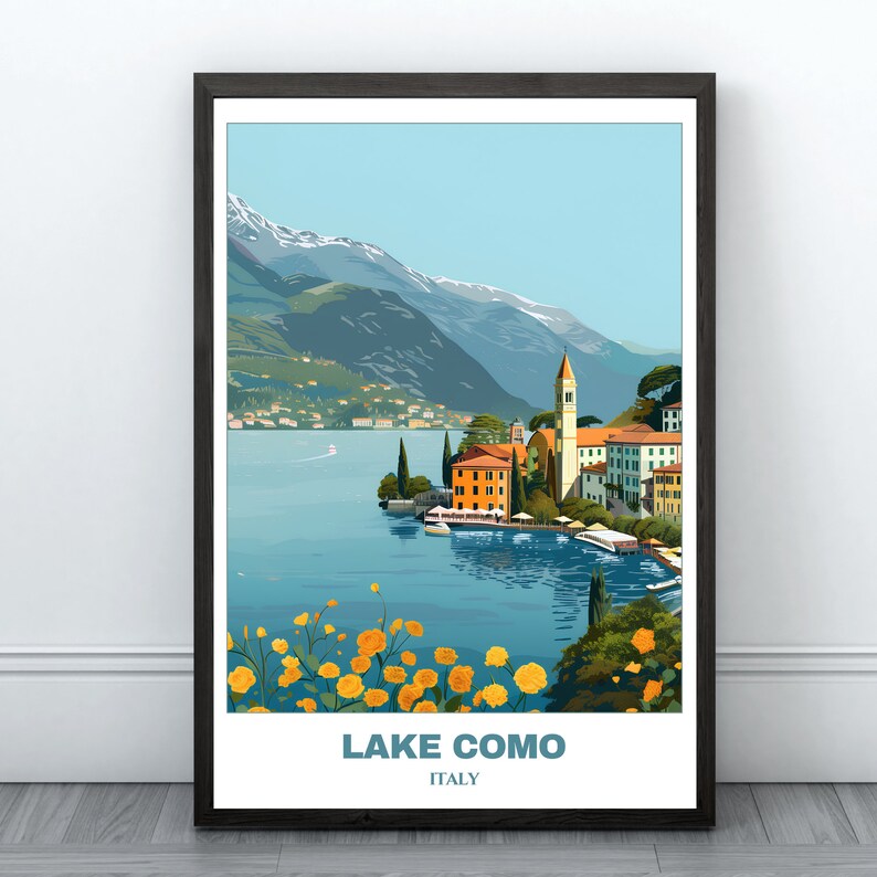 Lake Como Travel Printable Poster -italy Travel Poster -lake Como ...
