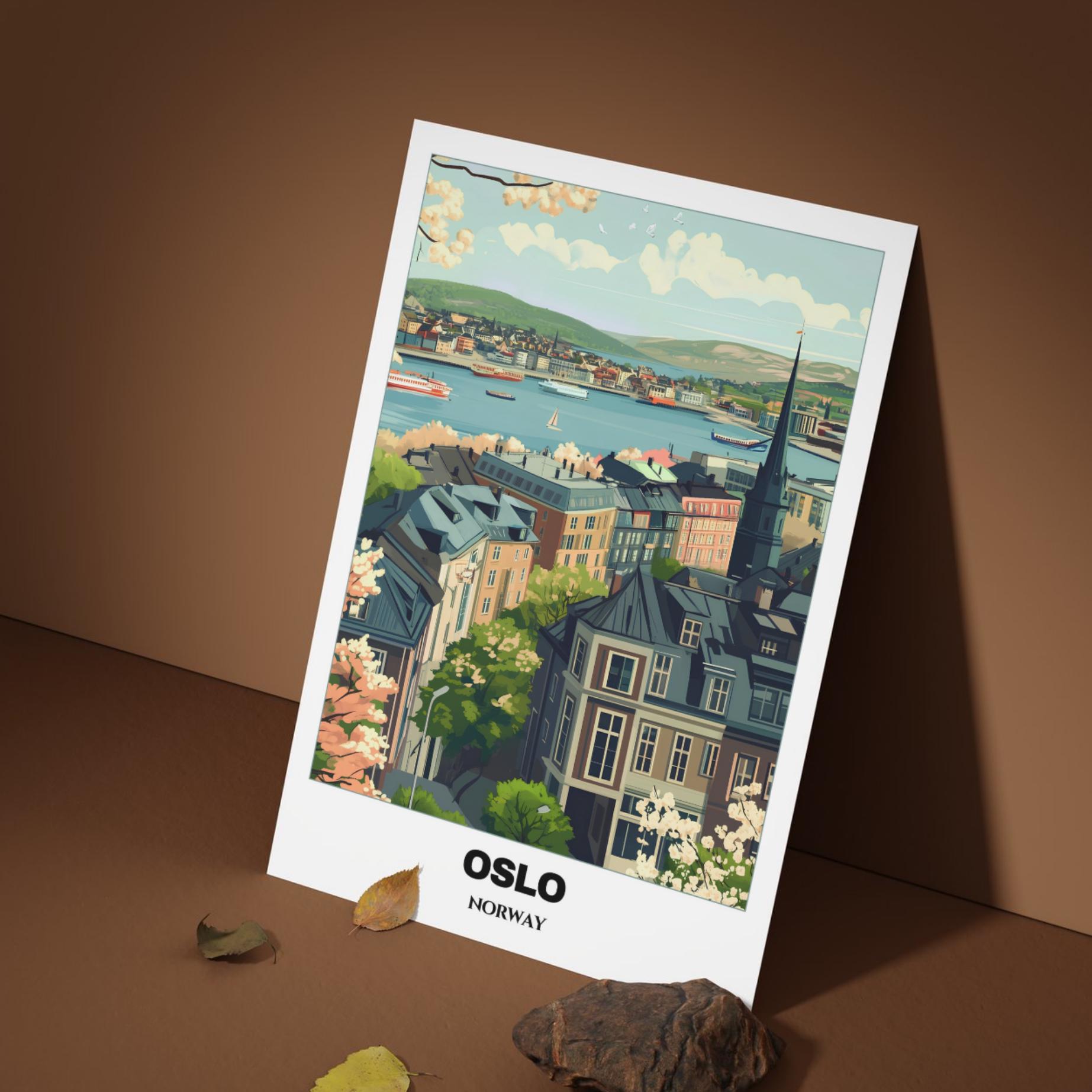 Oslo Travel Printable Poster - Norway Travel Poster - Citycape Painting ...