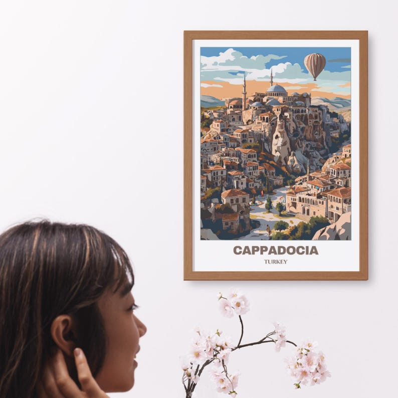 Cappadocia Travel Printable Poster - Turkey Travel Poster - Cityscape ...