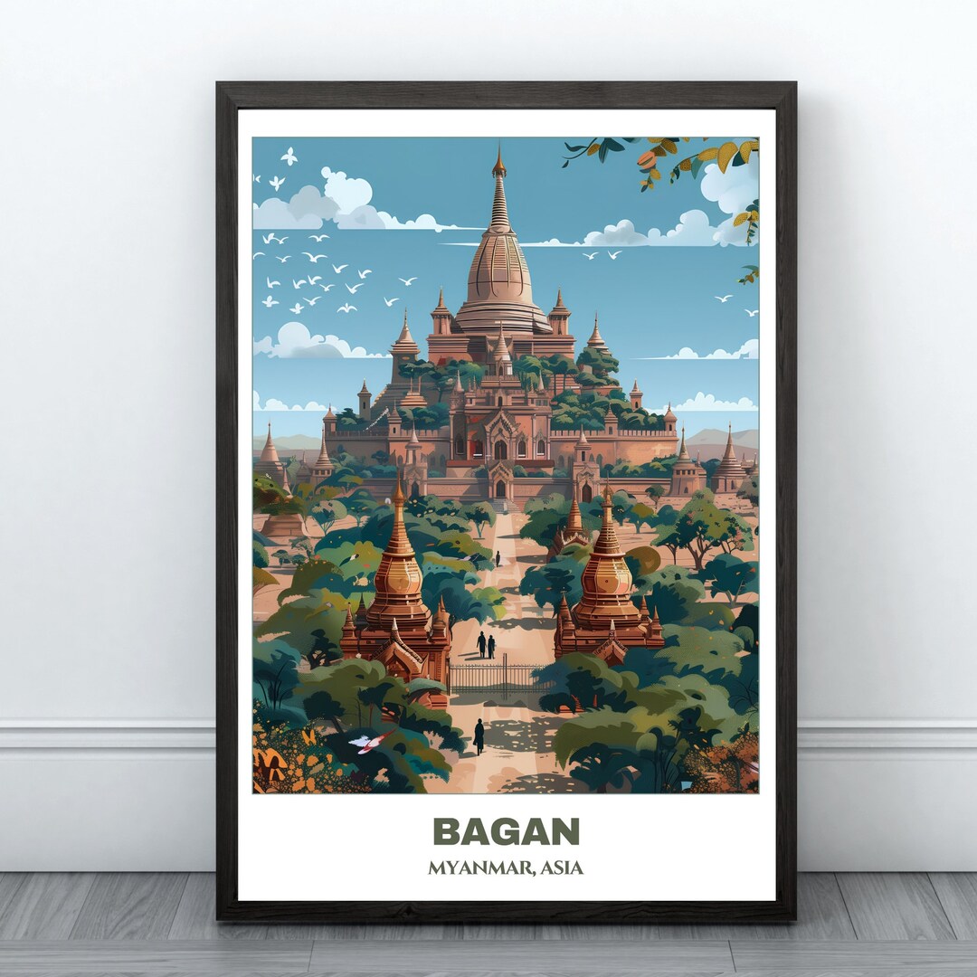 Bagan Travel Printable Poster -myanmar Travel Poster -asia Painting ...