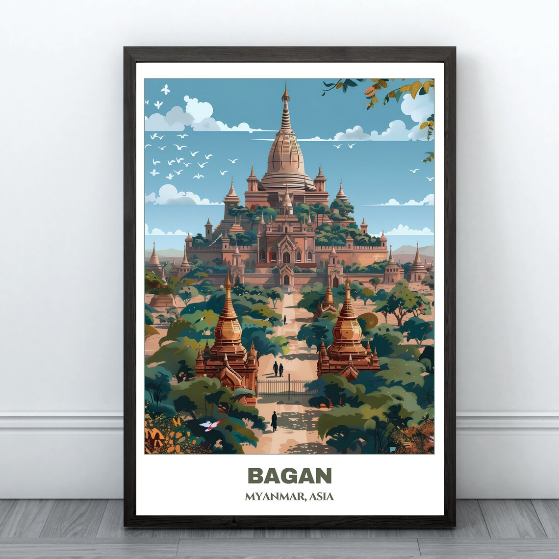 Bagan Travel Printable Poster -myanmar Travel Poster -asia Painting ...