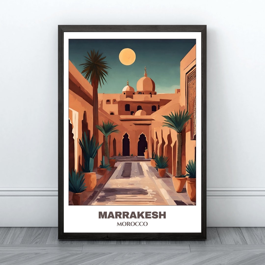 Marrekesh Travel Printable Poster - Morocco Travel Poster - Cityscape ...