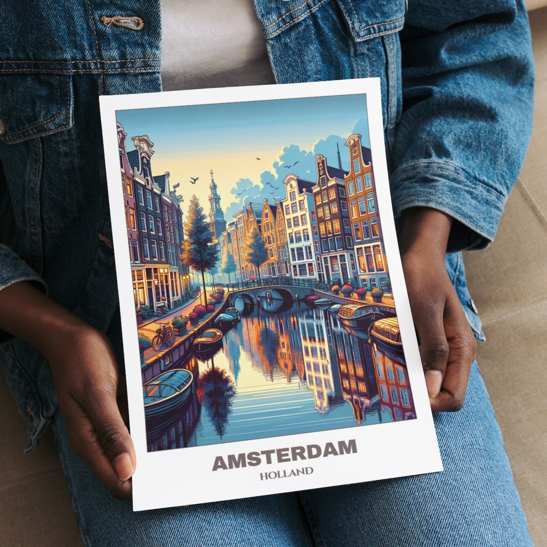 Amsterdam Travel Printable Poster holland Travel Poster cityscape ...