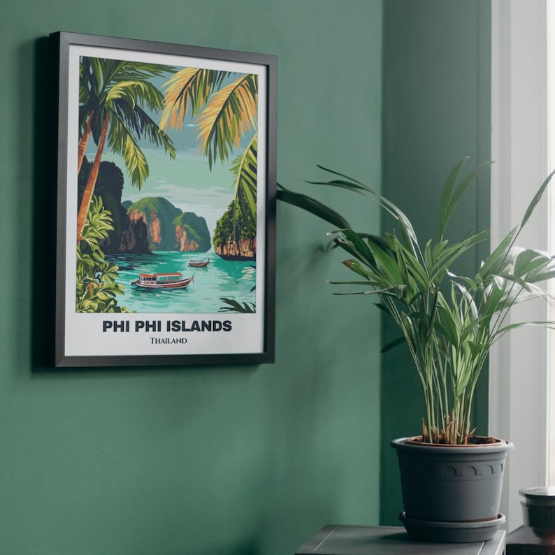 Phi Phi Islands Travel Printable Poster - Phuket Travel Poster - Phi ...
